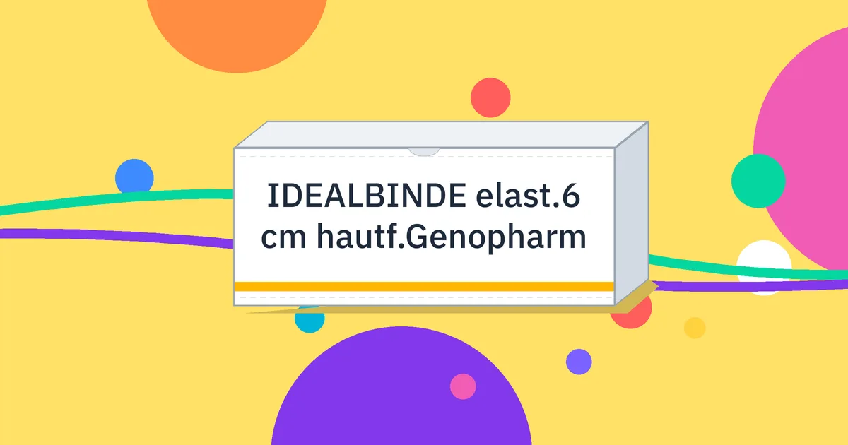 Symbolbild: Packung mit der Aufschrift IDEALBINDE elast.6 cm hautf.Genopharm (PZN 02076616) – Verfügbarkeit und Bezug in Apotheken in Frankfurt am Main