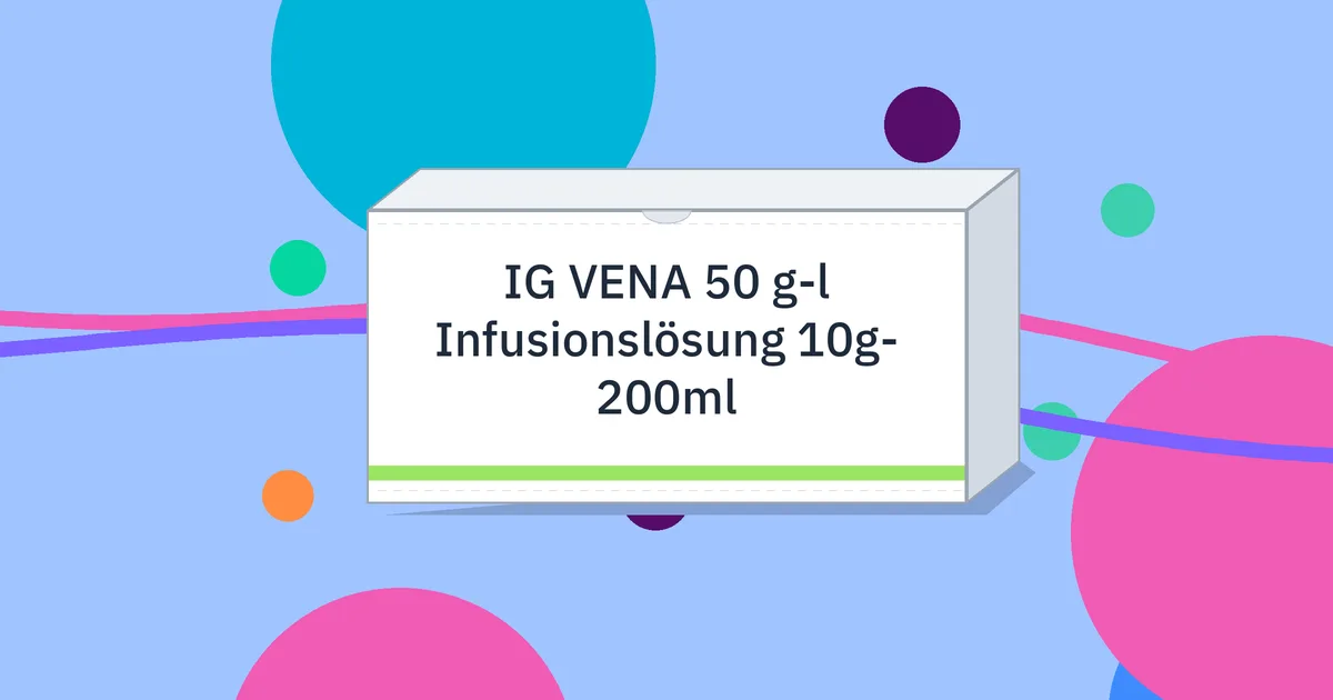 Symbolbild: Packung mit der Aufschrift IG VENA 50 g-l Infusionslösung 10g-200ml (PZN 20330099) – Verfügbarkeit und Bezug in Apotheken in Frankfurt am Main
