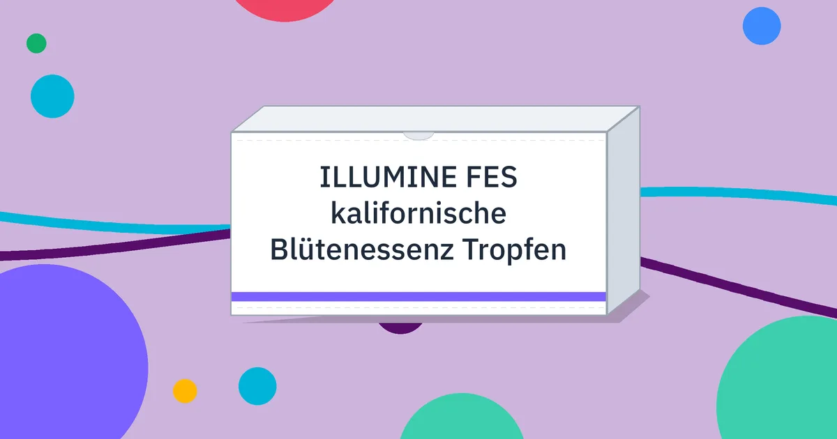 Symbolbild: Packung mit der Aufschrift ILLUMINE FES kalifornische Blütenessenz Tropfen (PZN 09177562) – Verfügbarkeit und Bezug in Apotheken in Frankfurt am Main