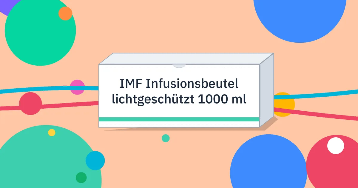 Symbolbild: Packung mit der Aufschrift IMF Infusionsbeutel lichtgeschützt 1000 ml (PZN 17162416) – Verfügbarkeit und Bezug in Apotheken in Frankfurt am Main