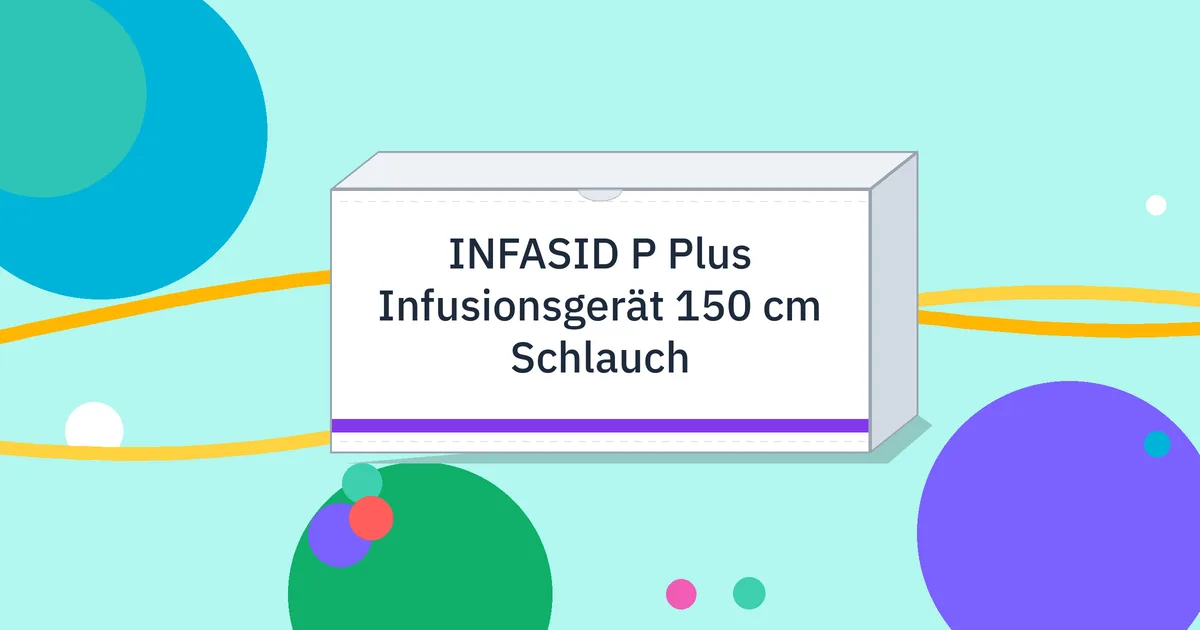 Symbolbild: Packung mit der Aufschrift INFASID P Plus Infusionsgerät 150 cm Schlauch (PZN 00605039) – Verfügbarkeit und Bezug in Apotheken in Frankfurt am Main