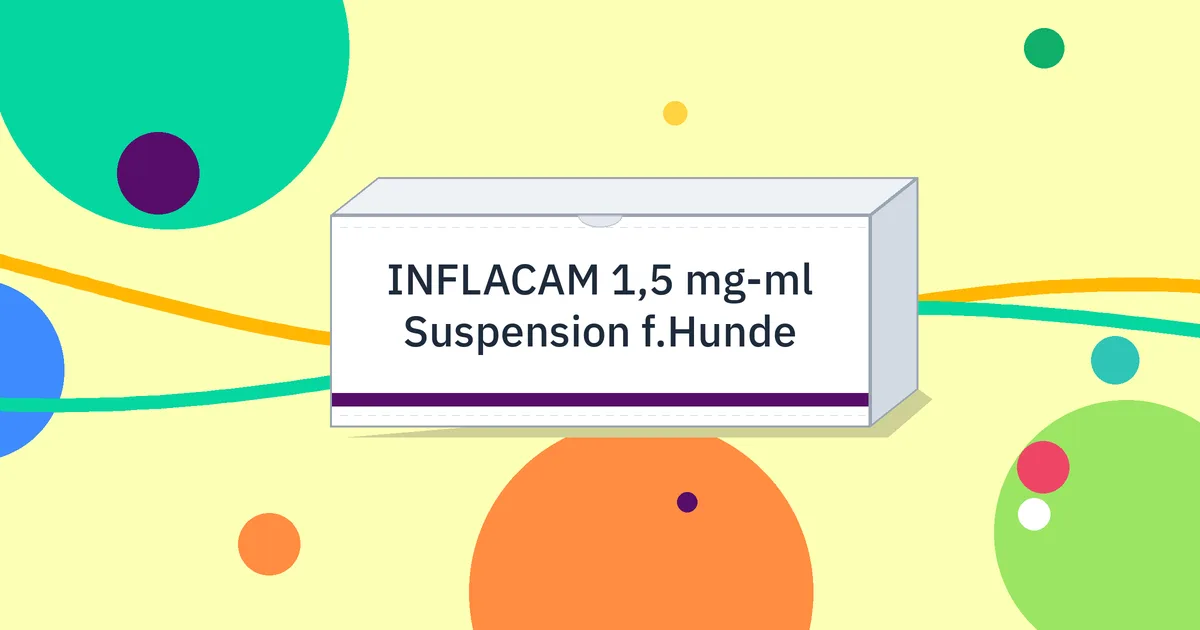 Symbolbild: Packung mit der Aufschrift INFLACAM 1,5 mg-ml Suspension f.Hunde (PZN 04003314) – Verfügbarkeit und Bezug in Apotheken in Frankfurt am Main