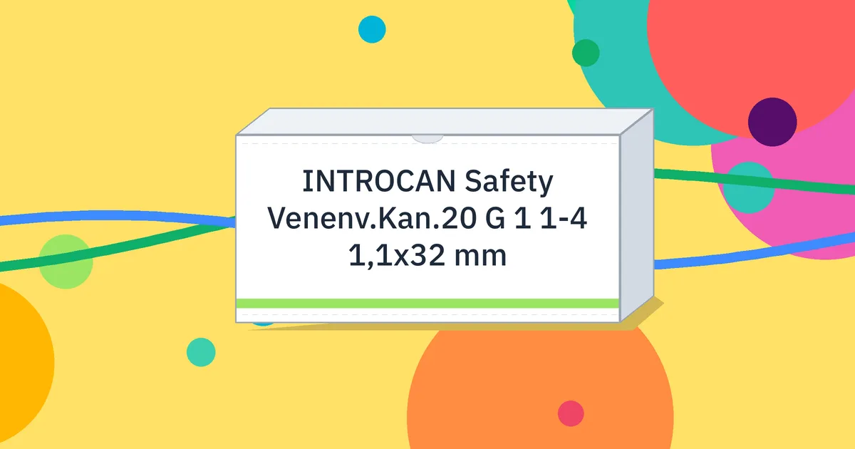 Symbolbild: Packung mit der Aufschrift INTROCAN Safety Venenv.Kan.20 G 1 1-4 1,1x32 mm (PZN 20344871) – Verfügbarkeit und Bezug in Apotheken in Frankfurt am Main