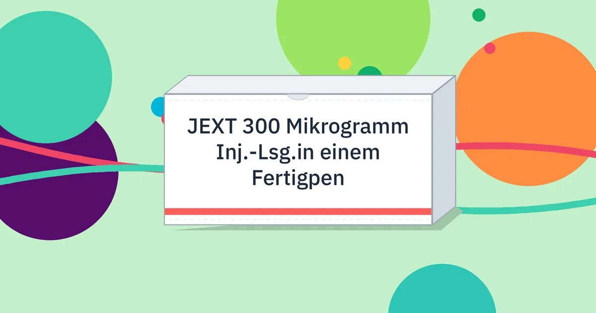 Symbolbild: Packung mit der Aufschrift JEXT 300 Mikrogramm Inj.-Lsg.in einem Fertigpen (PZN 18074401) – Verfügbarkeit und Bezug in Apotheken in Frankfurt am Main