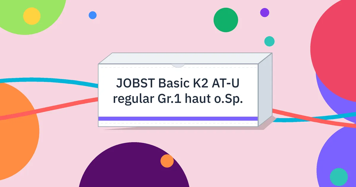 Symbolbild: Packung mit der Aufschrift JOBST Basic K2 AT-U regular Gr.1 haut o.Sp. (PZN 13060771) – Verfügbarkeit und Bezug in Apotheken in Frankfurt am Main