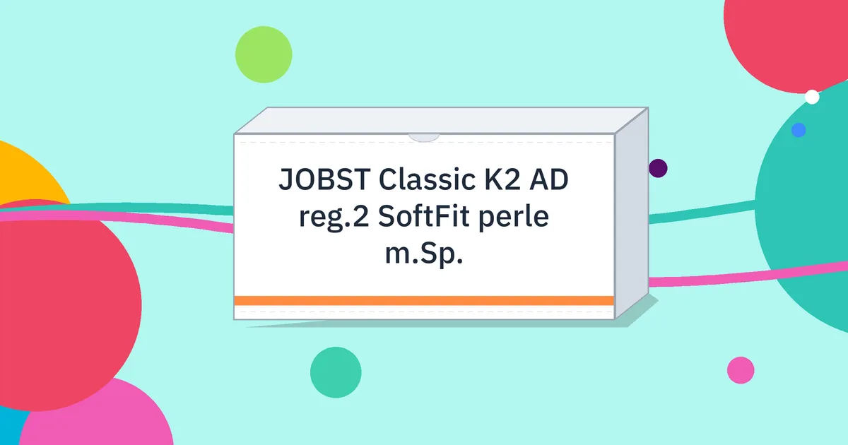 Symbolbild: Packung mit der Aufschrift JOBST Classic K2 AD reg.2 SoftFit perle m.Sp. (PZN 14221928) – Verfügbarkeit und Bezug in Apotheken in Frankfurt am Main