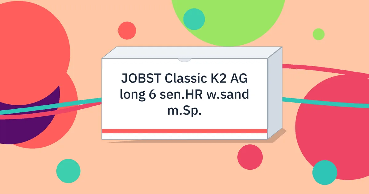 Symbolbild: Packung mit der Aufschrift JOBST Classic K2 AG long 6 sen.HR w.sand m.Sp. (PZN 17959793) – Verfügbarkeit und Bezug in Apotheken in Frankfurt am Main