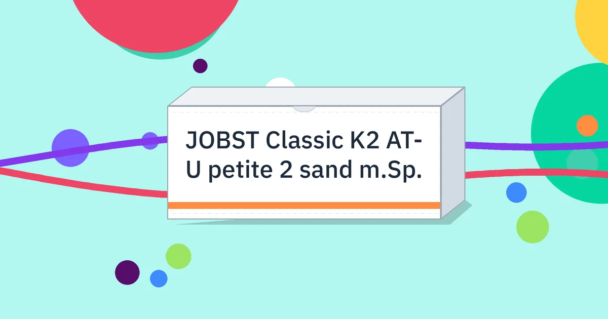 Symbolbild: Packung mit der Aufschrift JOBST Classic K2 AT-U petite 2 sand m.Sp. (PZN 13068152) – Verfügbarkeit und Bezug in Apotheken in Frankfurt am Main