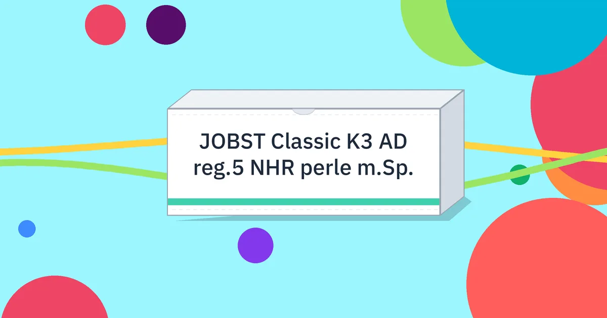 Symbolbild: Packung mit der Aufschrift JOBST Classic K3 AD reg.5 NHR perle m.Sp. (PZN 13070746) – Verfügbarkeit und Bezug in Apotheken in Frankfurt am Main