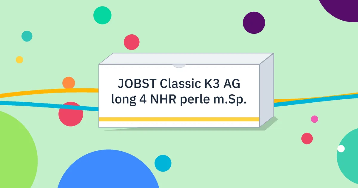 Symbolbild: Packung mit der Aufschrift JOBST Classic K3 AG long 4 NHR perle m.Sp. (PZN 13071591) – Verfügbarkeit und Bezug in Apotheken in Frankfurt am Main