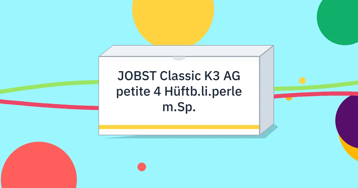 Symbolbild: Packung mit der Aufschrift JOBST Classic K3 AG petite 4 Hüftb.li.perle m.Sp. (PZN 13074158) – Verfügbarkeit und Bezug in Apotheken in Frankfurt am Main