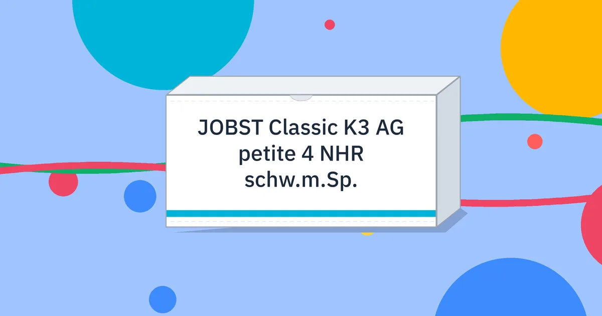 Symbolbild: Packung mit der Aufschrift JOBST Classic K3 AG petite 4 NHR schw.m.Sp. (PZN 13072633) – Verfügbarkeit und Bezug in Apotheken in Frankfurt am Main