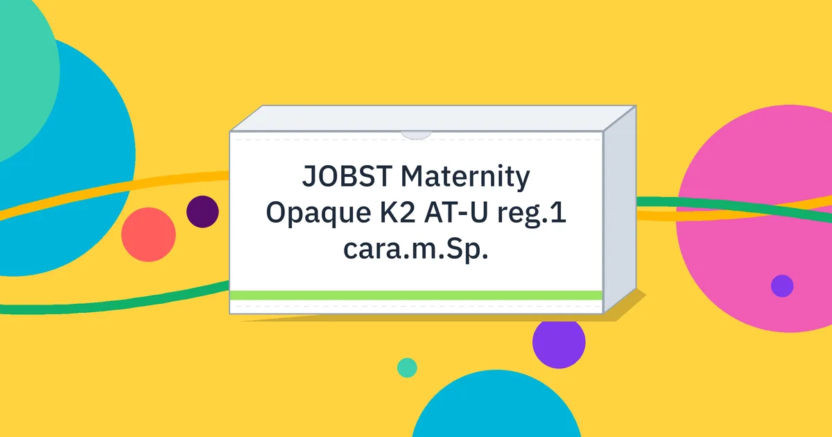 Symbolbild: Packung mit der Aufschrift JOBST Maternity Opaque K2 AT-U reg.1 cara.m.Sp. (PZN 15851726) – Verfügbarkeit und Bezug in Apotheken in Frankfurt am Main