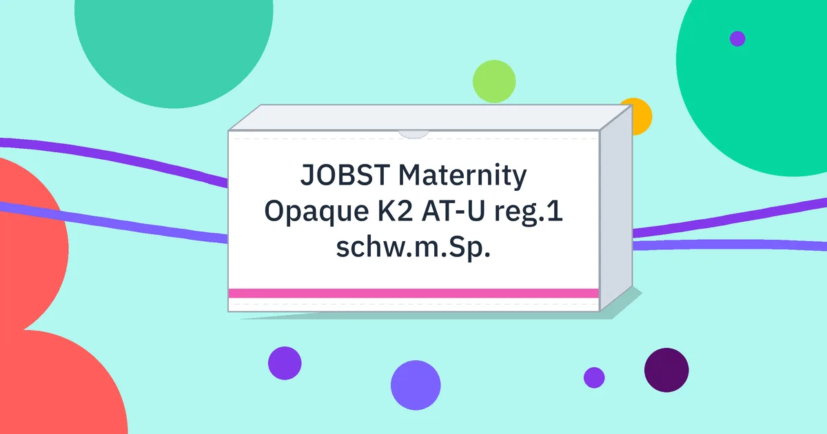 Symbolbild: Packung mit der Aufschrift JOBST Maternity Opaque K2 AT-U reg.1 schw.m.Sp. (PZN 15854044) – Verfügbarkeit und Bezug in Apotheken in Frankfurt am Main