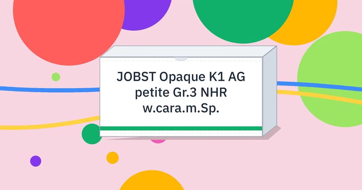 Symbolbild: Packung mit der Aufschrift JOBST Opaque K1 AG petite Gr.3 NHR w.cara.m.Sp. (PZN 13084866) – Verfügbarkeit und Bezug in Apotheken in Frankfurt am Main