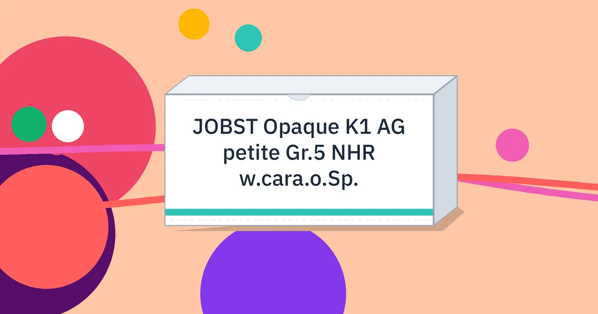 Symbolbild: Packung mit der Aufschrift JOBST Opaque K1 AG petite Gr.5 NHR w.cara.o.Sp. (PZN 13088456) – Verfügbarkeit und Bezug in Apotheken in Frankfurt am Main