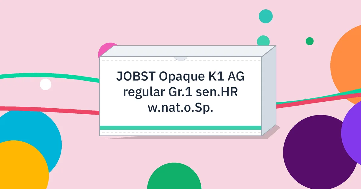 Symbolbild: Packung mit der Aufschrift JOBST Opaque K1 AG regular Gr.1 sen.HR w.nat.o.Sp. (PZN 13096415) – Verfügbarkeit und Bezug in Apotheken in Frankfurt am Main