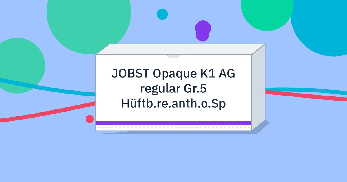 Symbolbild: Packung mit der Aufschrift JOBST Opaque K1 AG regular Gr.5 Hüftb.re.anth.o.Sp (PZN 16271801) – Verfügbarkeit und Bezug in Apotheken in Frankfurt am Main