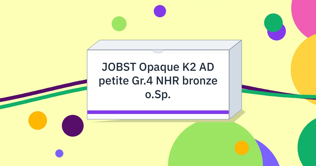 Symbolbild: Packung mit der Aufschrift JOBST Opaque K2 AD petite Gr.4 NHR bronze o.Sp. (PZN 13109626) – Verfügbarkeit und Bezug in Apotheken in Frankfurt am Main