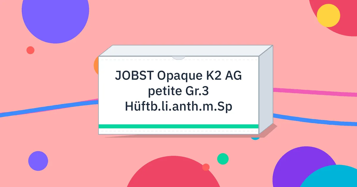 Symbolbild: Packung mit der Aufschrift JOBST Opaque K2 AG petite Gr.3 Hüftb.li.anth.m.Sp (PZN 16288919) – Verfügbarkeit und Bezug in Apotheken in Frankfurt am Main