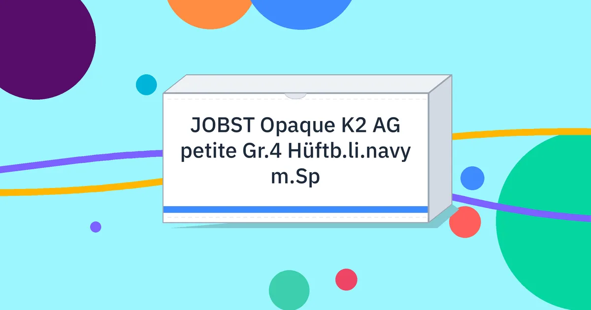 Symbolbild: Packung mit der Aufschrift JOBST Opaque K2 AG petite Gr.4 Hüftb.li.navy m.Sp (PZN 13113622) – Verfügbarkeit und Bezug in Apotheken in Frankfurt am Main