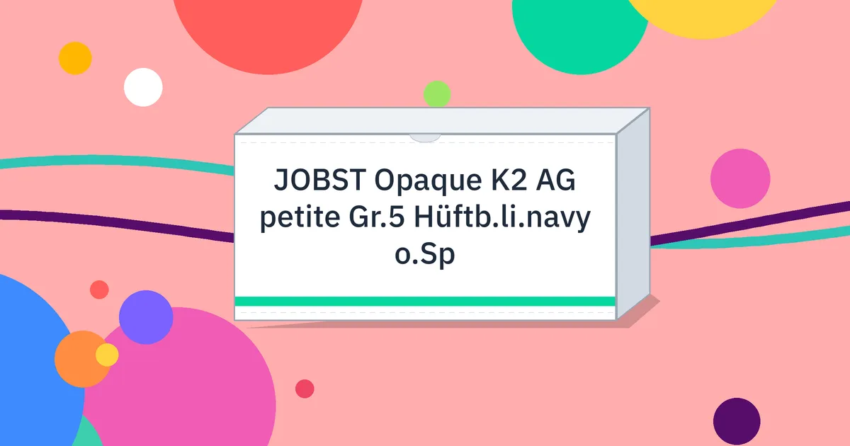 Symbolbild: Packung mit der Aufschrift JOBST Opaque K2 AG petite Gr.5 Hüftb.li.navy o.Sp (PZN 13113993) – Verfügbarkeit und Bezug in Apotheken in Frankfurt am Main