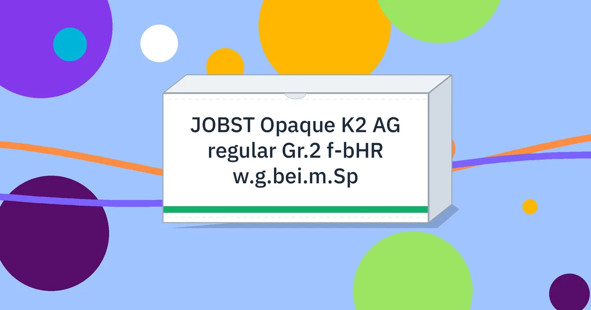 Symbolbild: Packung mit der Aufschrift JOBST Opaque K2 AG regular Gr.2 f-bHR w.g.bei.m.Sp (PZN 16280444) – Verfügbarkeit und Bezug in Apotheken in Frankfurt am Main