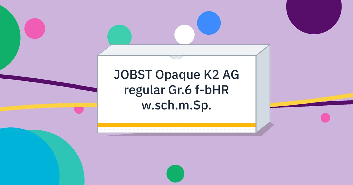 Symbolbild: Packung mit der Aufschrift JOBST Opaque K2 AG regular Gr.6 f-bHR w.sch.m.Sp. (PZN 11253520) – Verfügbarkeit und Bezug in Apotheken in Frankfurt am Main