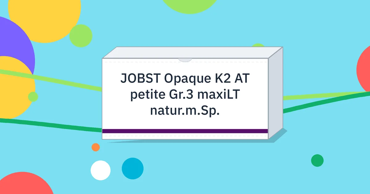 Symbolbild: Packung mit der Aufschrift JOBST Opaque K2 AT petite Gr.3 maxiLT natur.m.Sp. (PZN 13118772) – Verfügbarkeit und Bezug in Apotheken in Frankfurt am Main