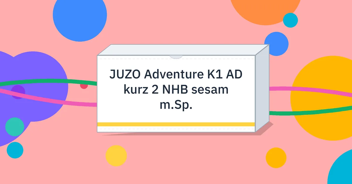 Symbolbild: Packung mit der Aufschrift JUZO Adventure K1 AD kurz 2 NHB sesam m.Sp. (PZN 16493335) – Verfügbarkeit und Bezug in Apotheken in Frankfurt am Main
