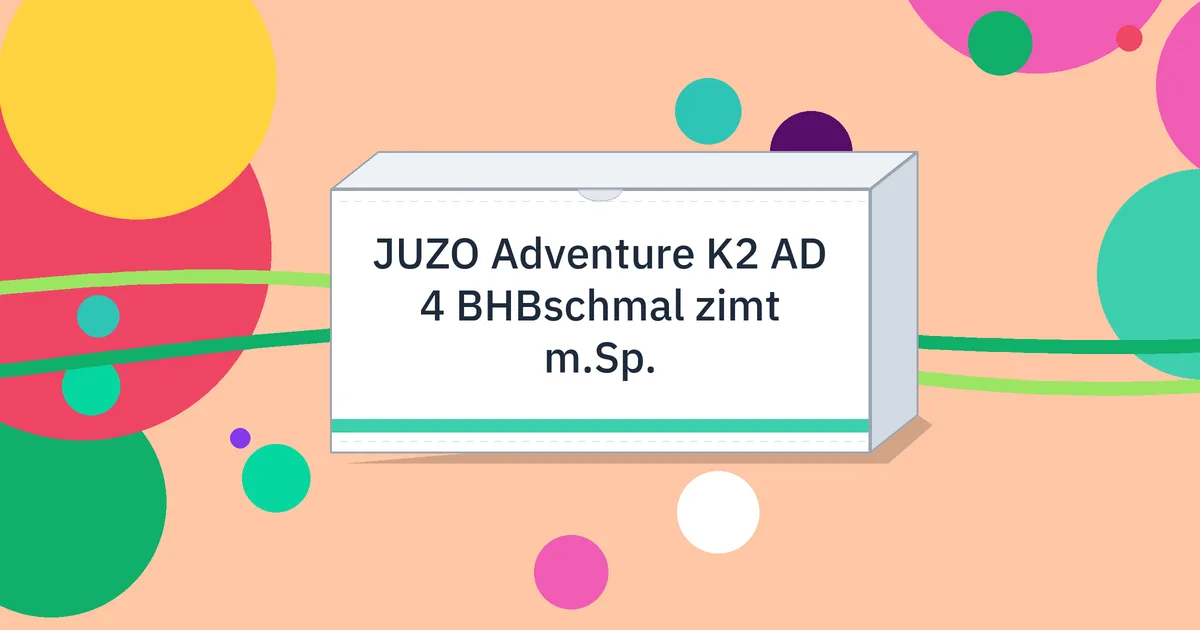 Symbolbild: Packung mit der Aufschrift JUZO Adventure K2 AD 4 BHBschmal zimt m.Sp. (PZN 16494286) – Verfügbarkeit und Bezug in Apotheken in Frankfurt am Main
