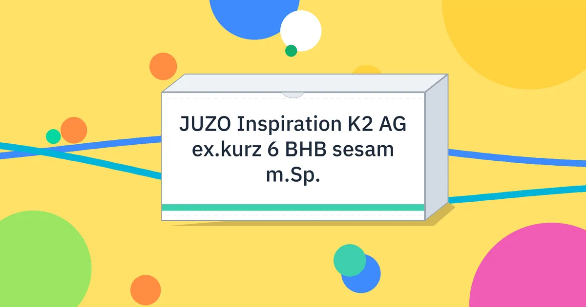 Symbolbild: Packung mit der Aufschrift JUZO Inspiration K2 AG ex.kurz 6 BHB sesam m.Sp. (PZN 14835458) – Verfügbarkeit und Bezug in Apotheken in Frankfurt am Main