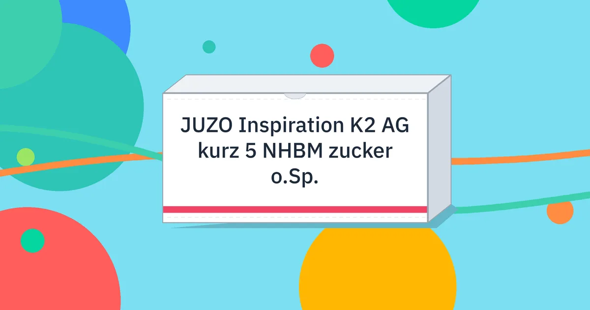 Symbolbild: Packung mit der Aufschrift JUZO Inspiration K2 AG kurz 5 NHBM zucker o.Sp. (PZN 14950165) – Verfügbarkeit und Bezug in Apotheken in Frankfurt am Main