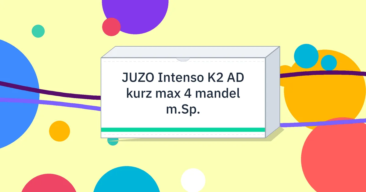 Symbolbild: Packung mit der Aufschrift JUZO Intenso K2 AD kurz max 4 mandel m.Sp. (PZN 18608788) – Verfügbarkeit und Bezug in Apotheken in Frankfurt am Main