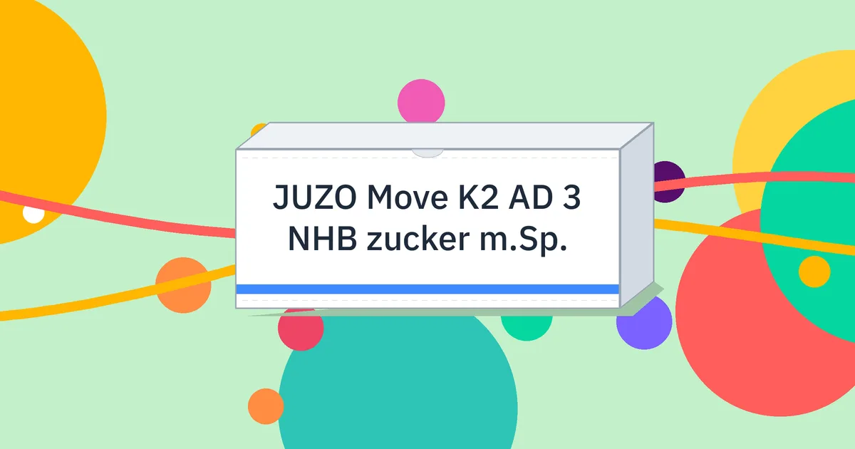 Symbolbild: Packung mit der Aufschrift JUZO Move K2 AD 3 NHB zucker m.Sp. (PZN 18507283) – Verfügbarkeit und Bezug in Apotheken in Frankfurt am Main