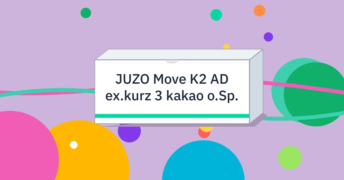Symbolbild: Packung mit der Aufschrift JUZO Move K2 AD ex.kurz 3 kakao o.Sp. (PZN 18542316) – Verfügbarkeit und Bezug in Apotheken in Frankfurt am Main