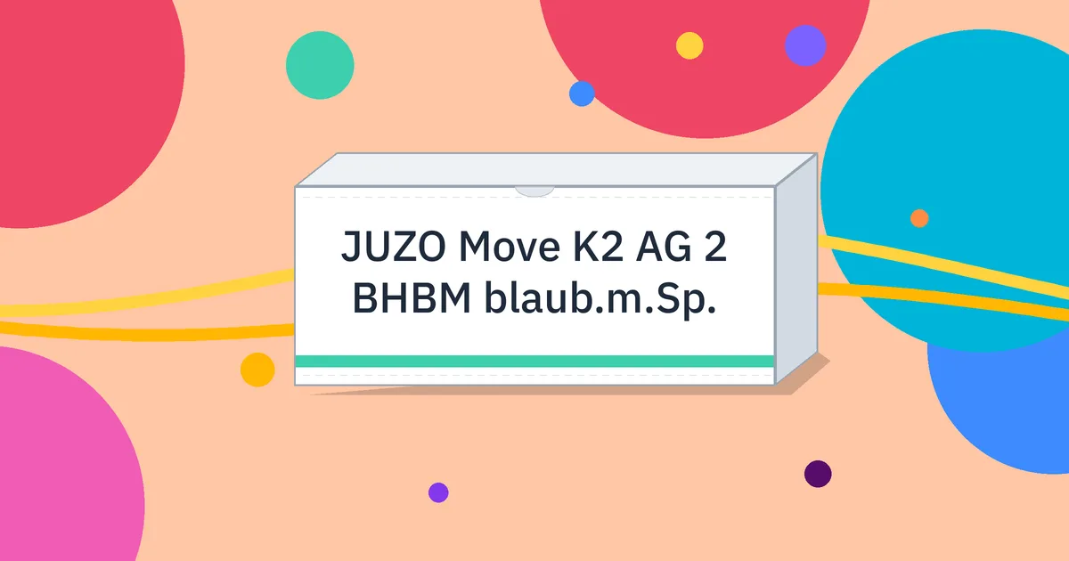 Symbolbild: Packung mit der Aufschrift JUZO Move K2 AG 2 BHBM blaub.m.Sp. (PZN 18556212) – Verfügbarkeit und Bezug in Apotheken in Frankfurt am Main