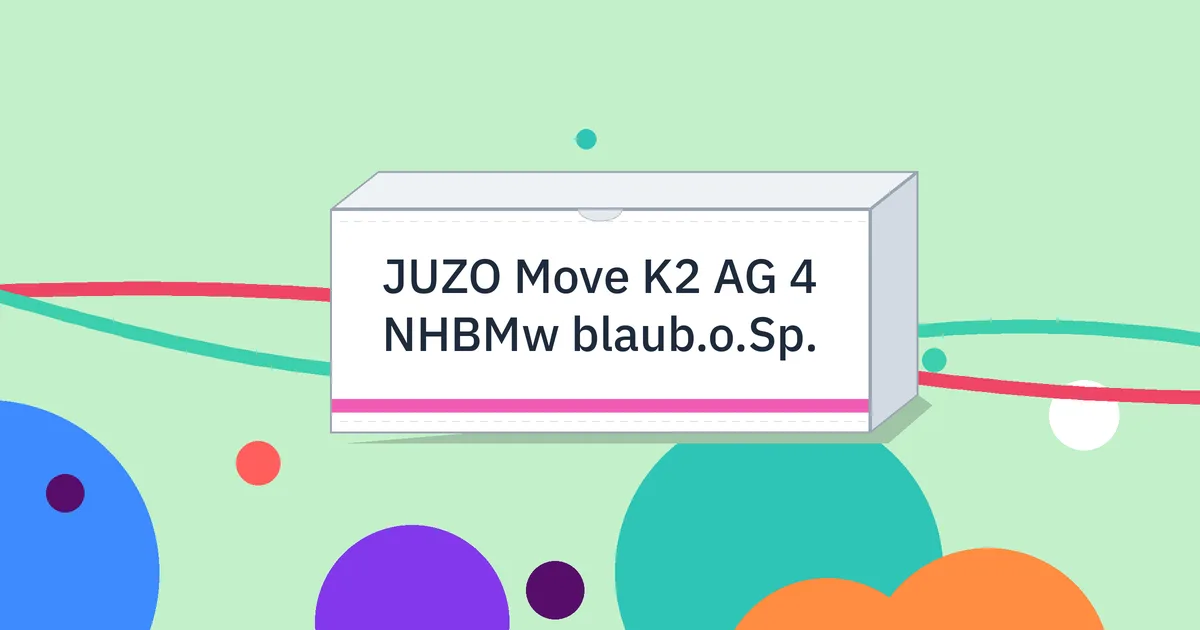 Symbolbild: Packung mit der Aufschrift JUZO Move K2 AG 4 NHBMw blaub.o.Sp. (PZN 18557105) – Verfügbarkeit und Bezug in Apotheken in Frankfurt am Main