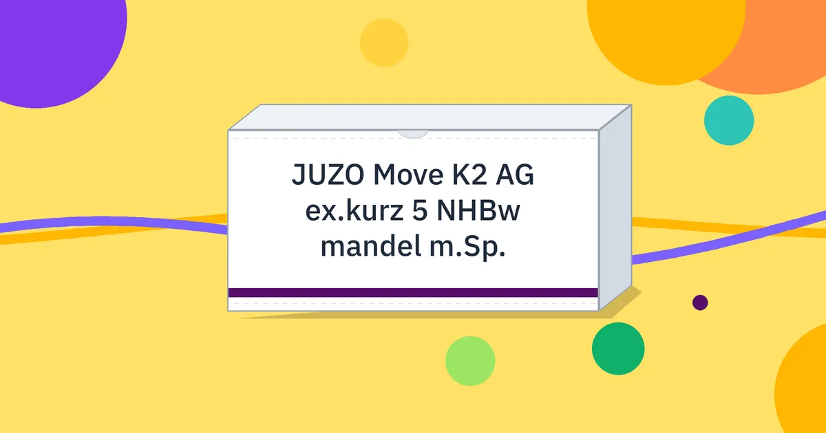 Symbolbild: Packung mit der Aufschrift JUZO Move K2 AG ex.kurz 5 NHBw mandel m.Sp. (PZN 16640718) – Verfügbarkeit und Bezug in Apotheken in Frankfurt am Main