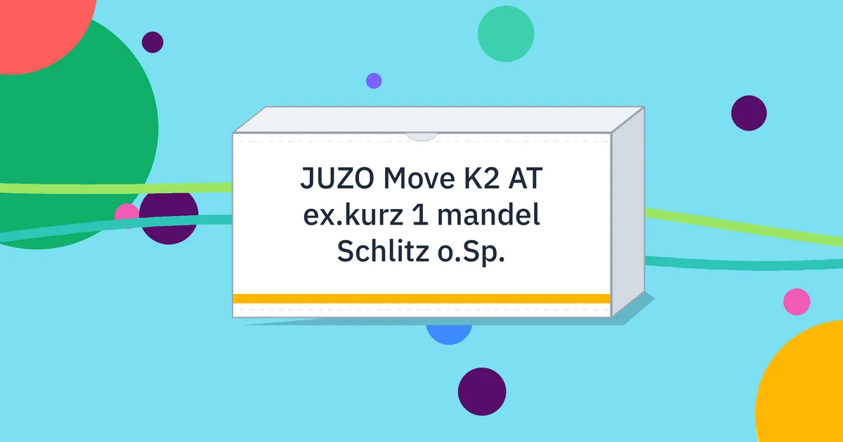 Symbolbild: Packung mit der Aufschrift JUZO Move K2 AT ex.kurz 1 mandel Schlitz o.Sp. (PZN 20673422) – Verfügbarkeit und Bezug in Apotheken in Frankfurt am Main