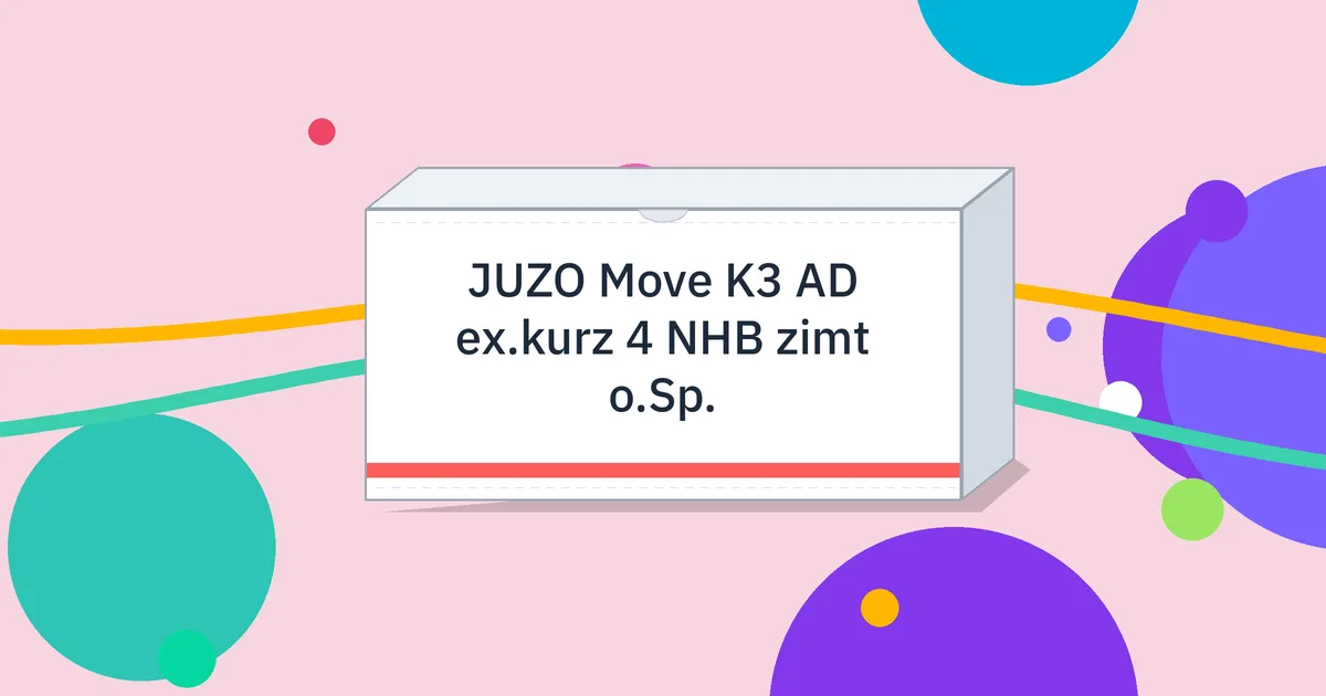 Symbolbild: Packung mit der Aufschrift JUZO Move K3 AD ex.kurz 4 NHB zimt o.Sp. (PZN 18570117) – Verfügbarkeit und Bezug in Apotheken in Frankfurt am Main