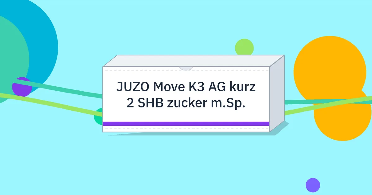 Symbolbild: Packung mit der Aufschrift JUZO Move K3 AG kurz 2 SHB zucker m.Sp. (PZN 18579265) – Verfügbarkeit und Bezug in Apotheken in Frankfurt am Main