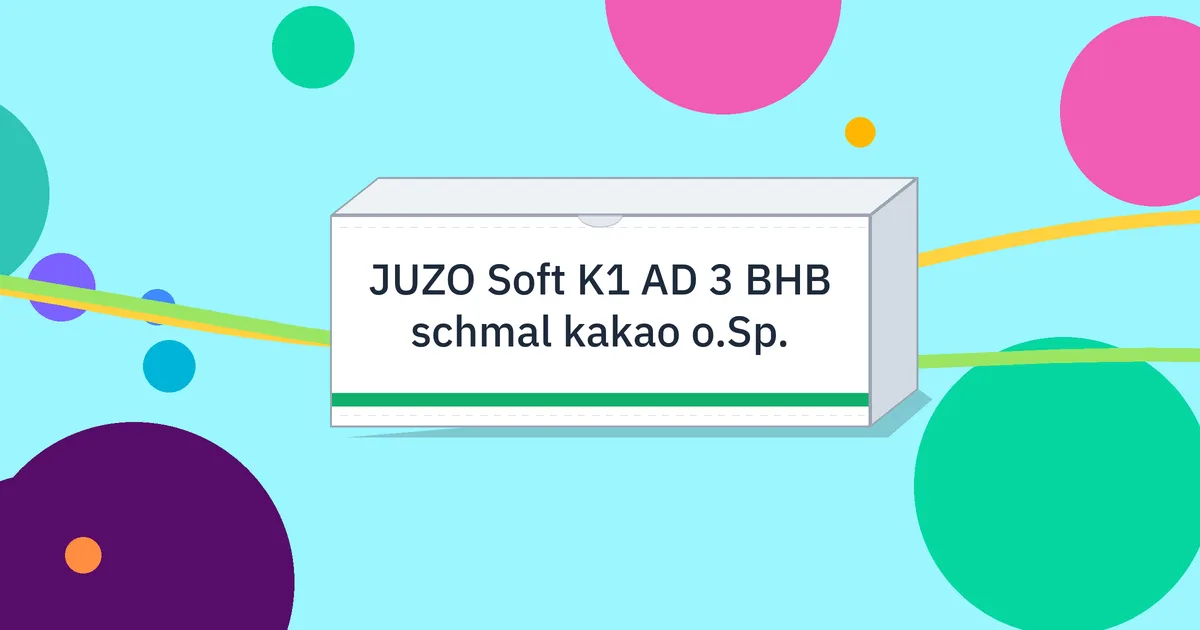 Symbolbild: Packung mit der Aufschrift JUZO Soft K1 AD 3 BHB schmal kakao o.Sp. (PZN 15463378) – Verfügbarkeit und Bezug in Apotheken in Frankfurt am Main