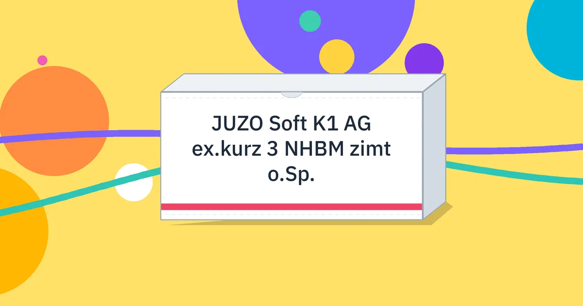 Symbolbild: Packung mit der Aufschrift JUZO Soft K1 AG ex.kurz 3 NHBM zimt o.Sp. (PZN 14996865) – Verfügbarkeit und Bezug in Apotheken in Frankfurt am Main