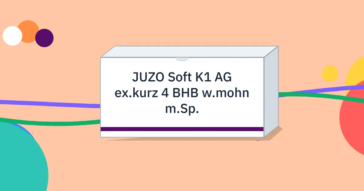 Symbolbild: Packung mit der Aufschrift JUZO Soft K1 AG ex.kurz 4 BHB w.mohn m.Sp. (PZN 14839700) – Verfügbarkeit und Bezug in Apotheken in Frankfurt am Main