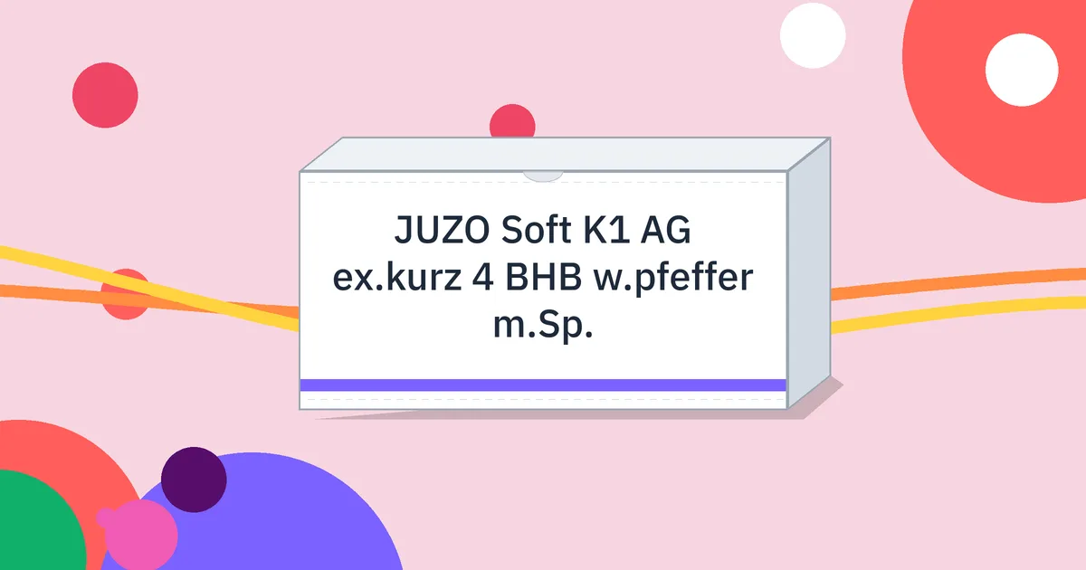 Symbolbild: Packung mit der Aufschrift JUZO Soft K1 AG ex.kurz 4 BHB w.pfeffer m.Sp. (PZN 14839255) – Verfügbarkeit und Bezug in Apotheken in Frankfurt am Main