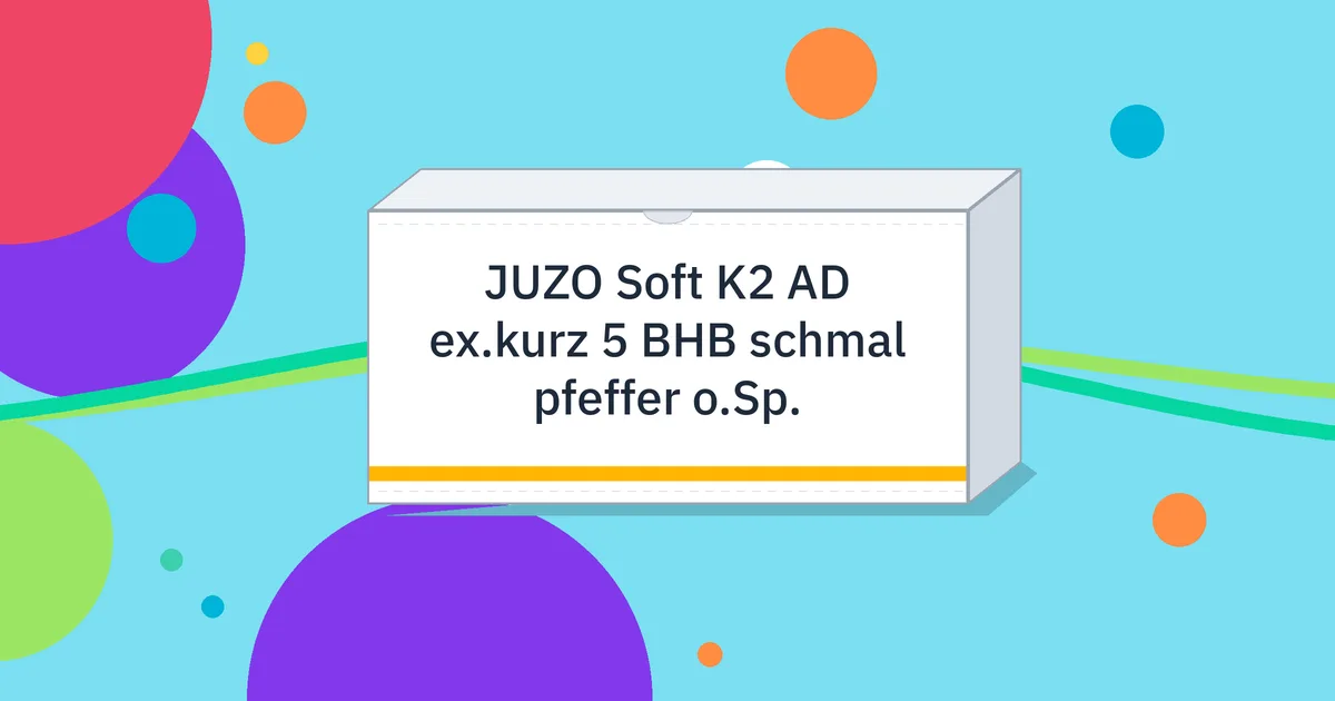Symbolbild: Packung mit der Aufschrift JUZO Soft K2 AD ex.kurz 5 BHB schmal pfeffer o.Sp. (PZN 15468217) – Verfügbarkeit und Bezug in Apotheken in Frankfurt am Main
