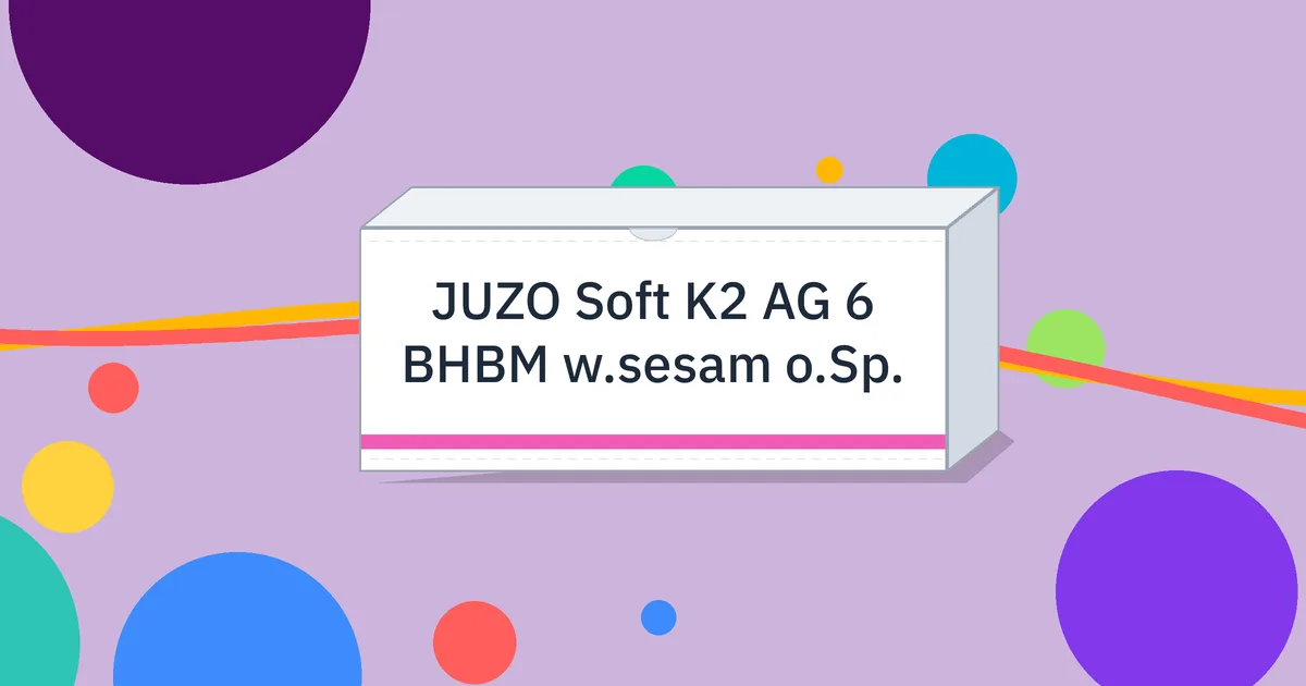 Symbolbild: Packung mit der Aufschrift JUZO Soft K2 AG 6 BHBM w.sesam o.Sp. (PZN 14868819) – Verfügbarkeit und Bezug in Apotheken in Frankfurt am Main