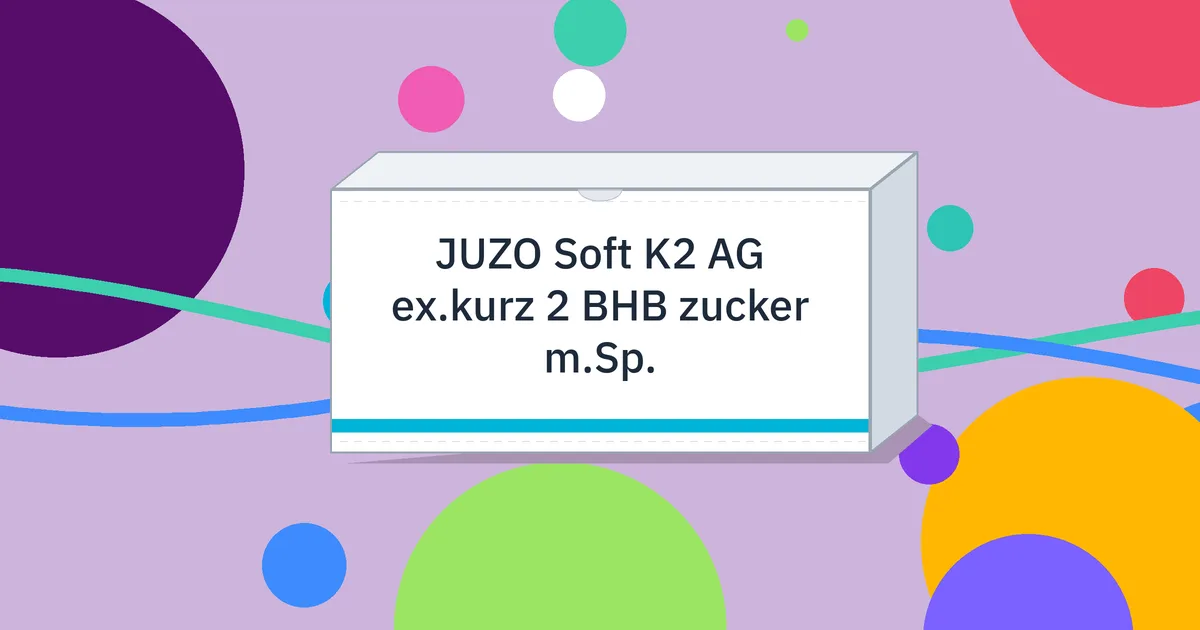 Symbolbild: Packung mit der Aufschrift JUZO Soft K2 AG ex.kurz 2 BHB zucker m.Sp. (PZN 14827223) – Verfügbarkeit und Bezug in Apotheken in Frankfurt am Main
