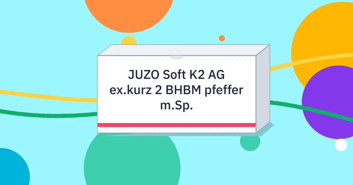 Symbolbild: Packung mit der Aufschrift JUZO Soft K2 AG ex.kurz 2 BHBM pfeffer m.Sp. (PZN 14860054) – Verfügbarkeit und Bezug in Apotheken in Frankfurt am Main